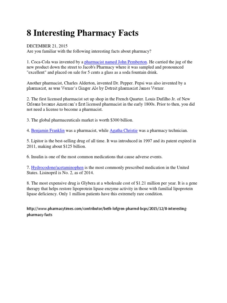 8 Interesting Pharmacy Facts | PDF