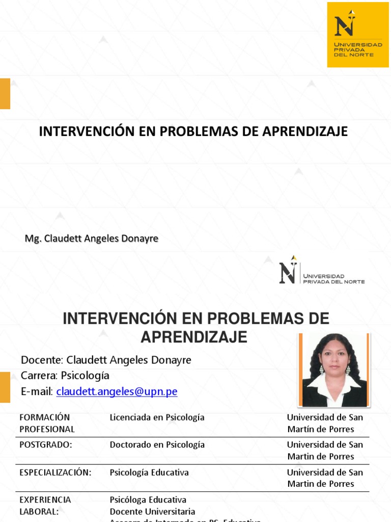 Sesion 1 Int Prob Aprend | PDF | Desorden hiperactivo y deficit de atencion | Aprendizaje
