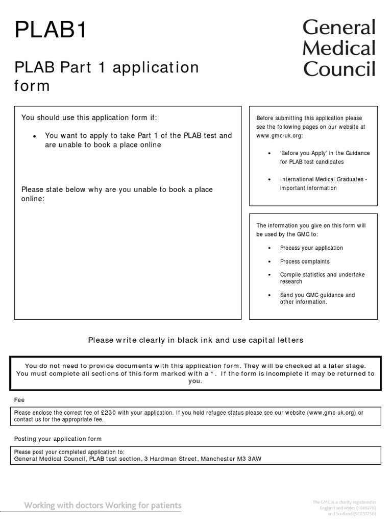 Template Form PLAB Part 1 Application Form | PDF | Race And Ethnicity ...