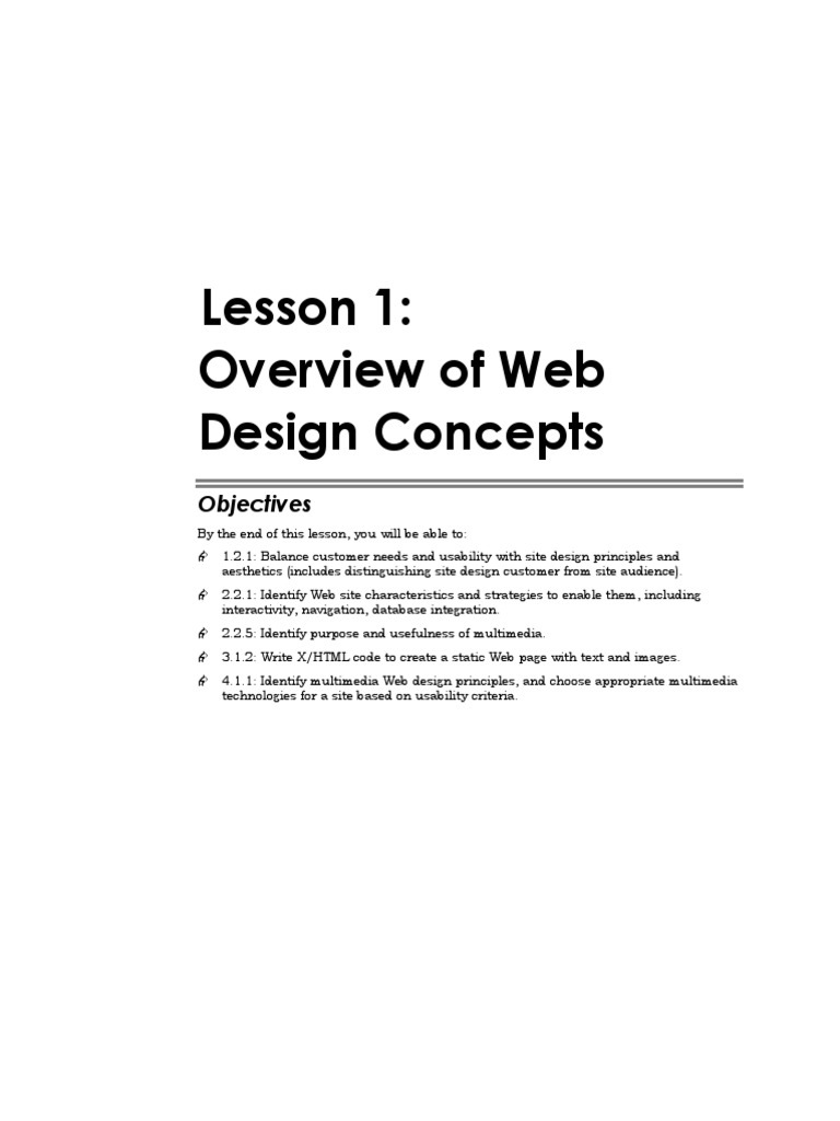 Overview of Web Design Concepts | PDF | Web Design | Html