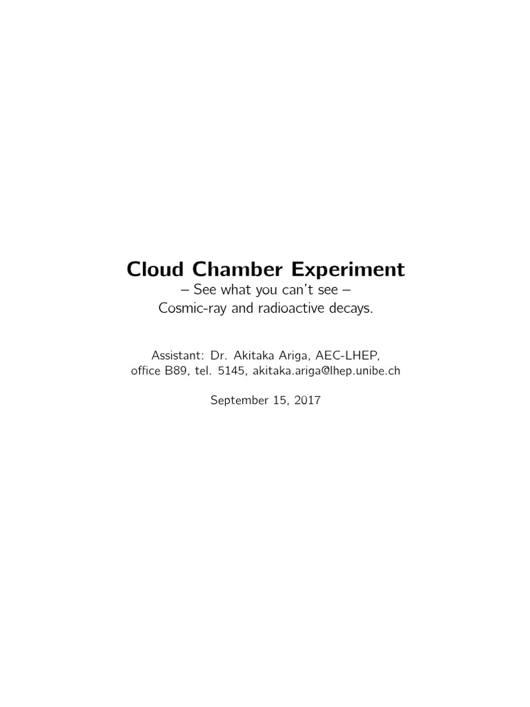 Cloud Chamber Experiment: - See What You Can't See - Cosmic-Ray and ...