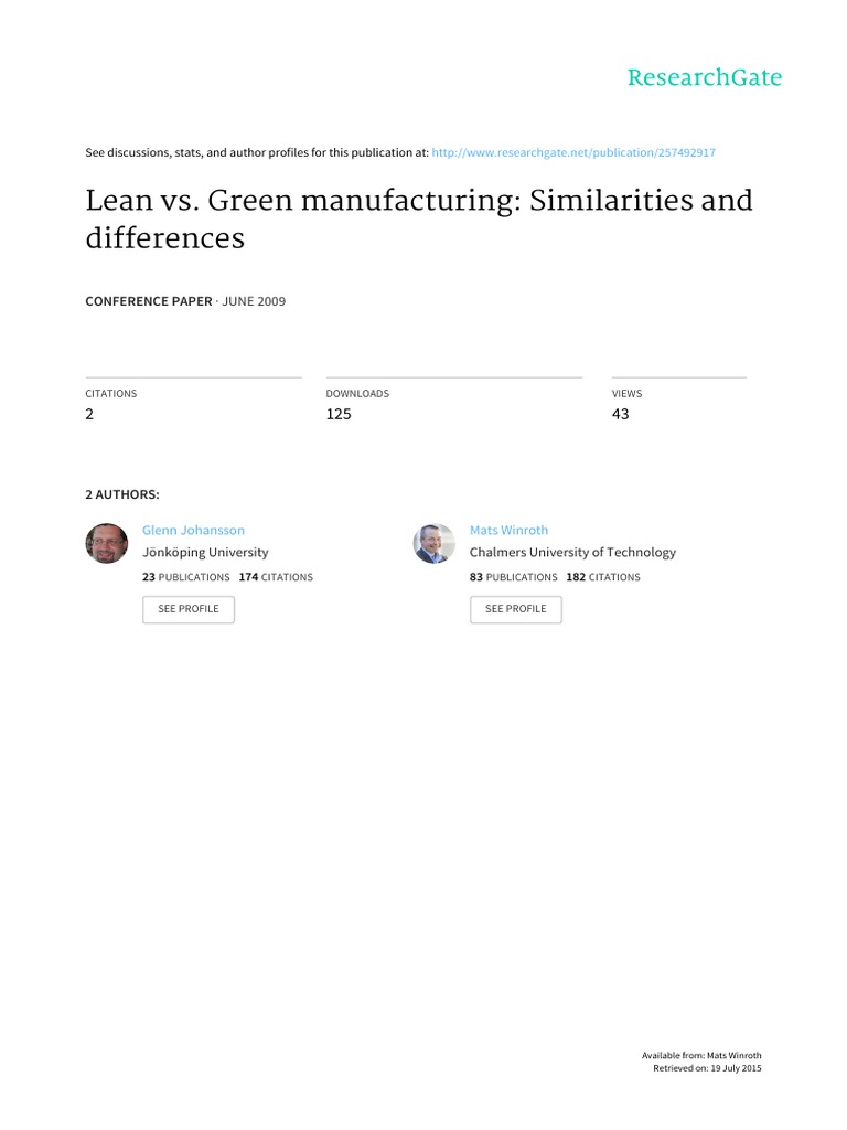Lean and Green Manufacturing Comparison | PDF | Lean Manufacturing ...