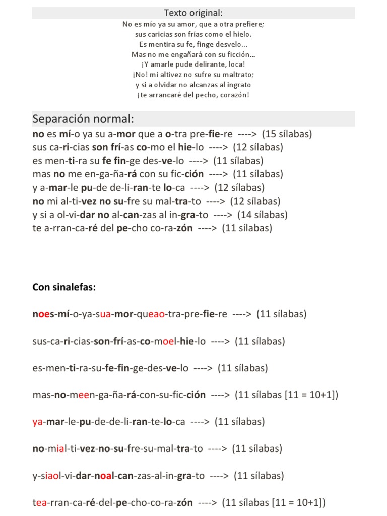 Analiza Métricamente La Última Estrofa Del Poema Quejas | PDF