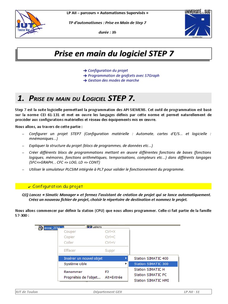TP Init Step7 | PDF | Entrée/Sortie | Logiciel