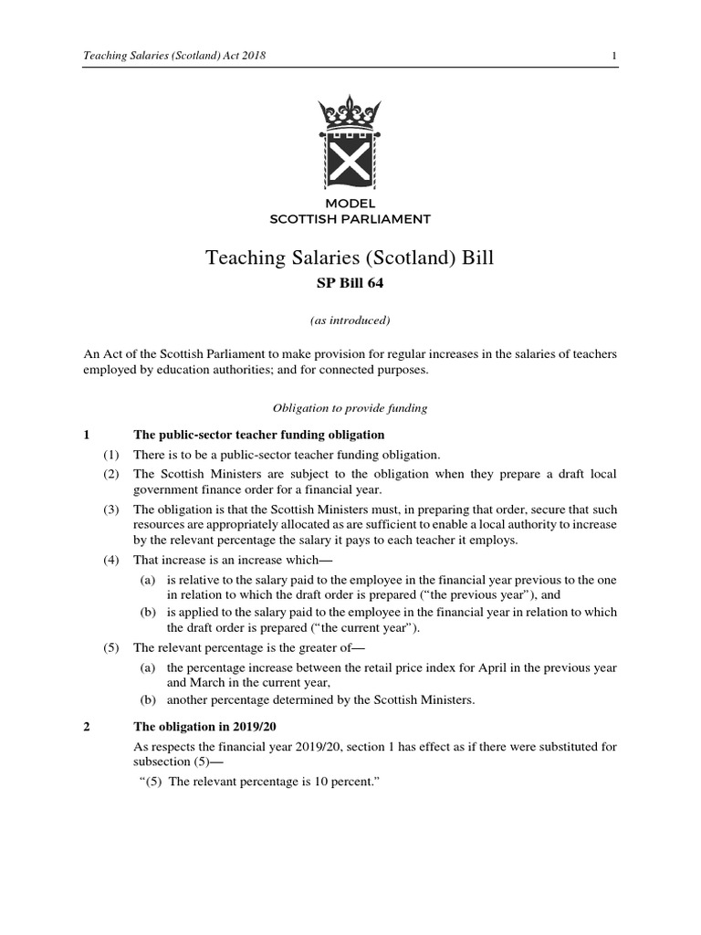 SPB064 - Teaching Salaries (Scotland) Bill 2018 | PDF | Act Of ...