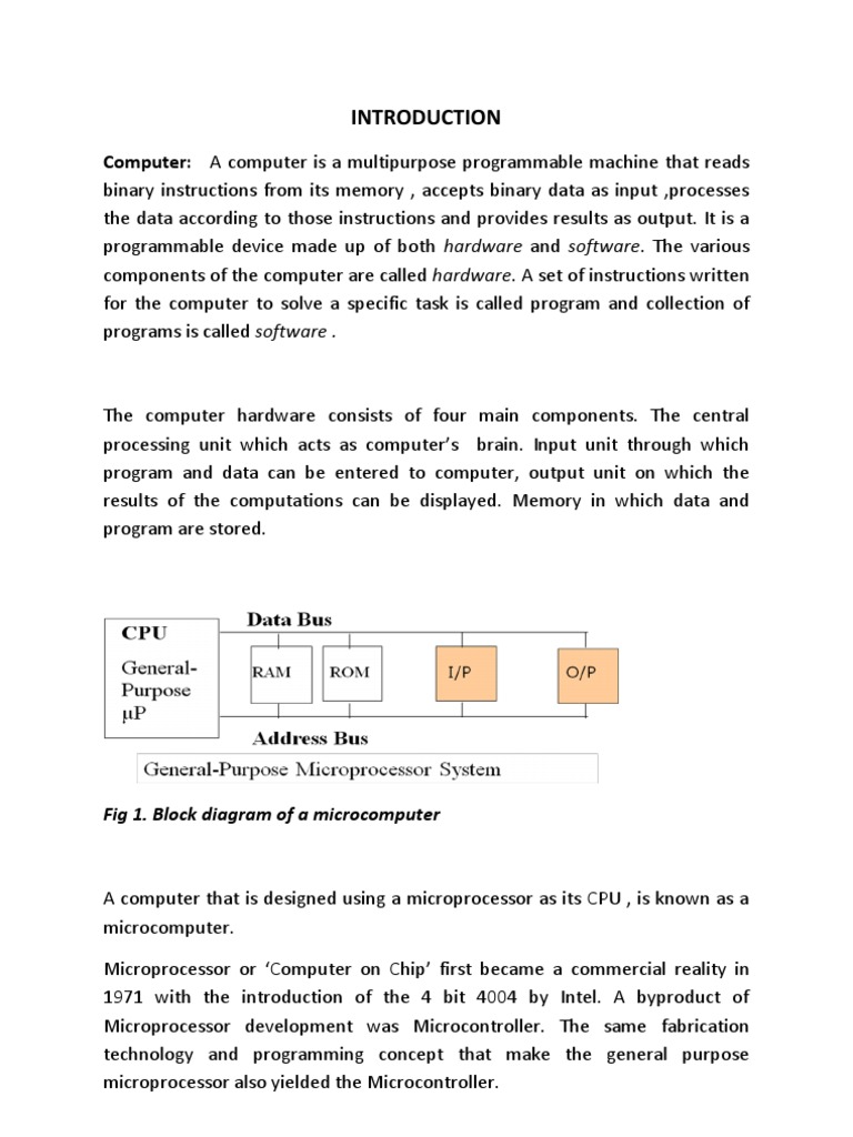 An Introduction to Microprocessors: Their Components, Functions and Uses in Microcomputers | PDF ...