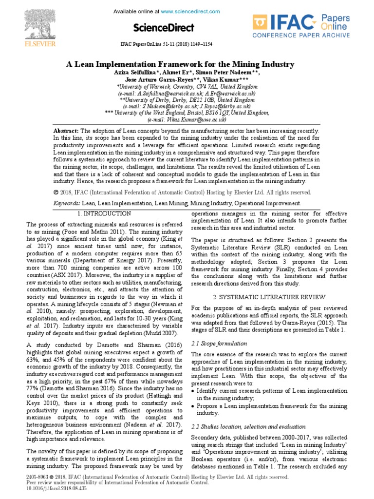 A LEAN Implementation Framework For Mining Industry | PDF | Mining ...
