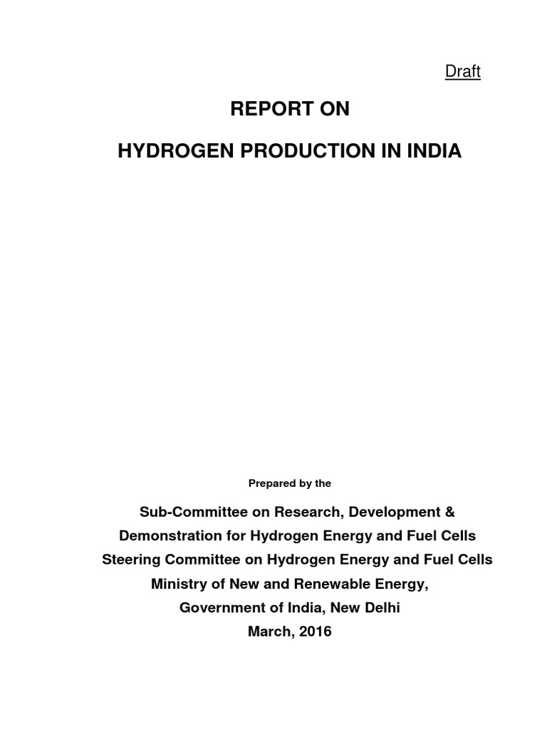Report On Hydrogen Production | PDF | Gasification | Fuel Cell