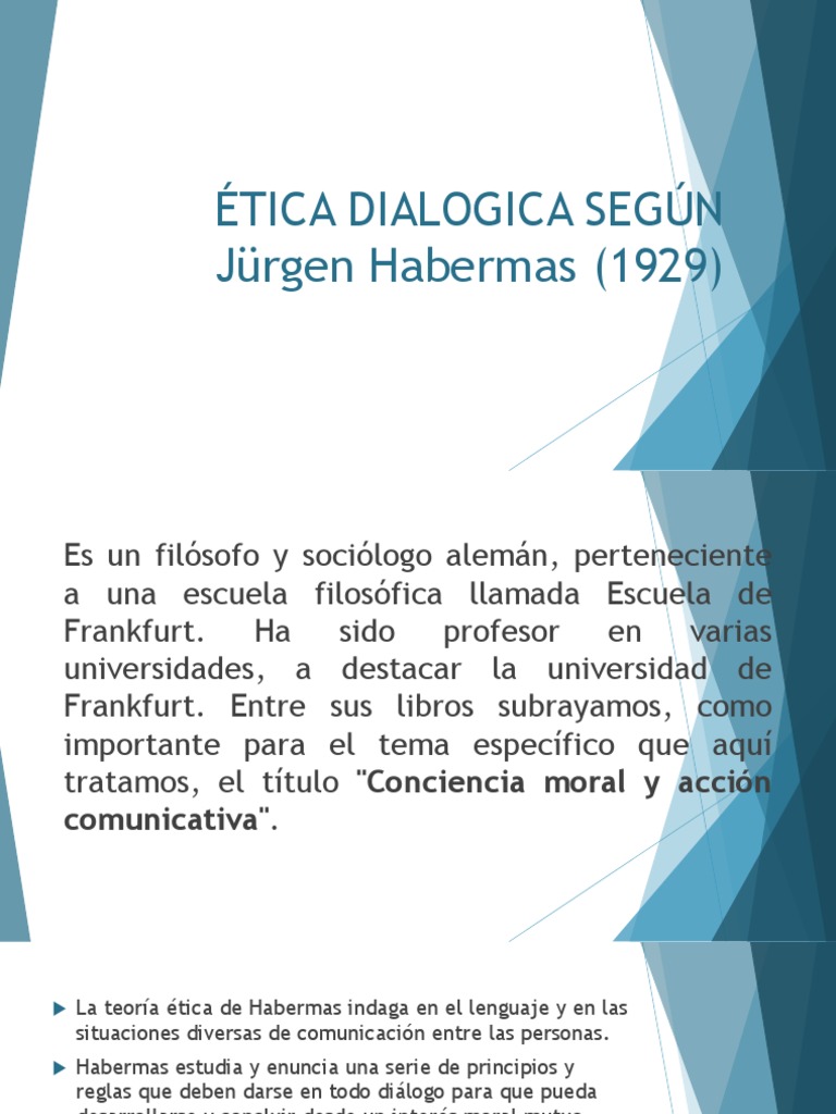 ETICA DIALOGICA SEGÚN Jürgen Habermas Exposicion | PDF