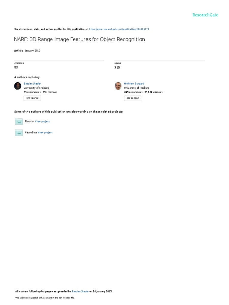 NARF 3D Range Image Features For Object Recognitio | PDF | Perspective (Graphical) | Receiver ...