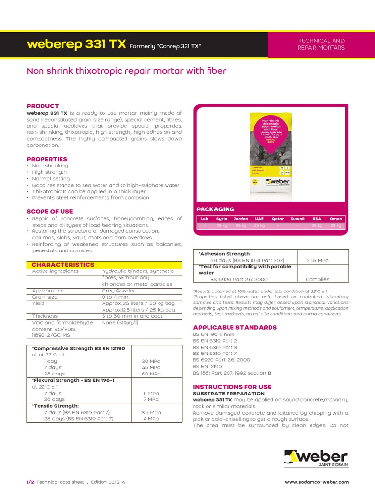 Weberep 331 TX | PDF | Concrete | Building Technology