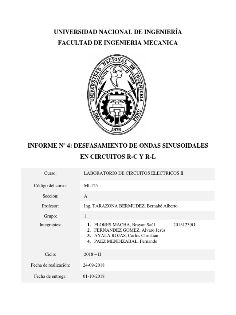 Informe 4 Desfasamiento de Ondas 1.1 | PDF | Impedancia eléctrica ...