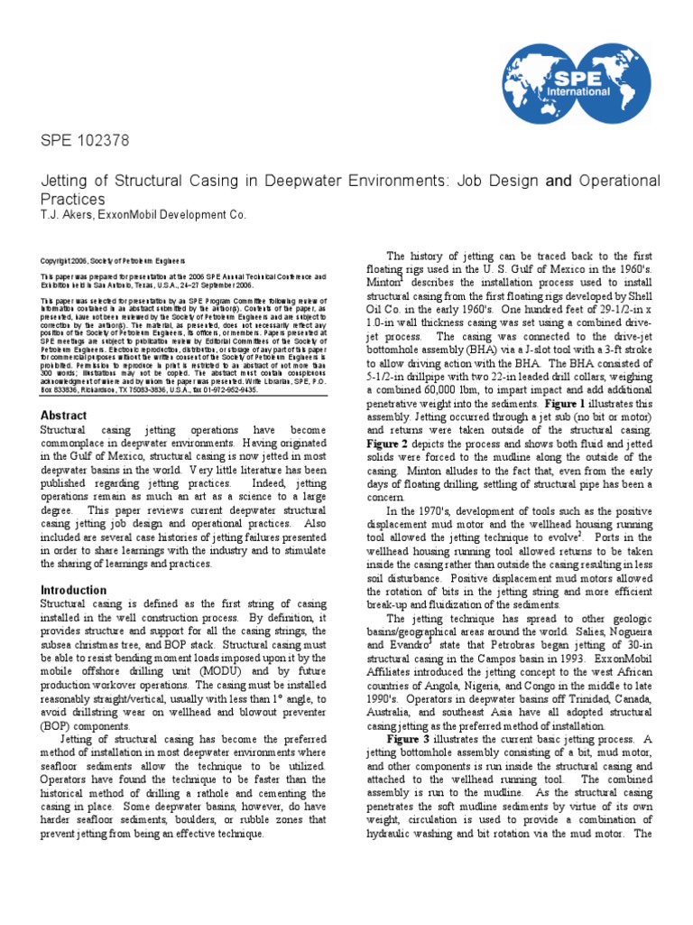 SPE102378 Jetting Structural Casing in Deepwater | PDF | Casing ...