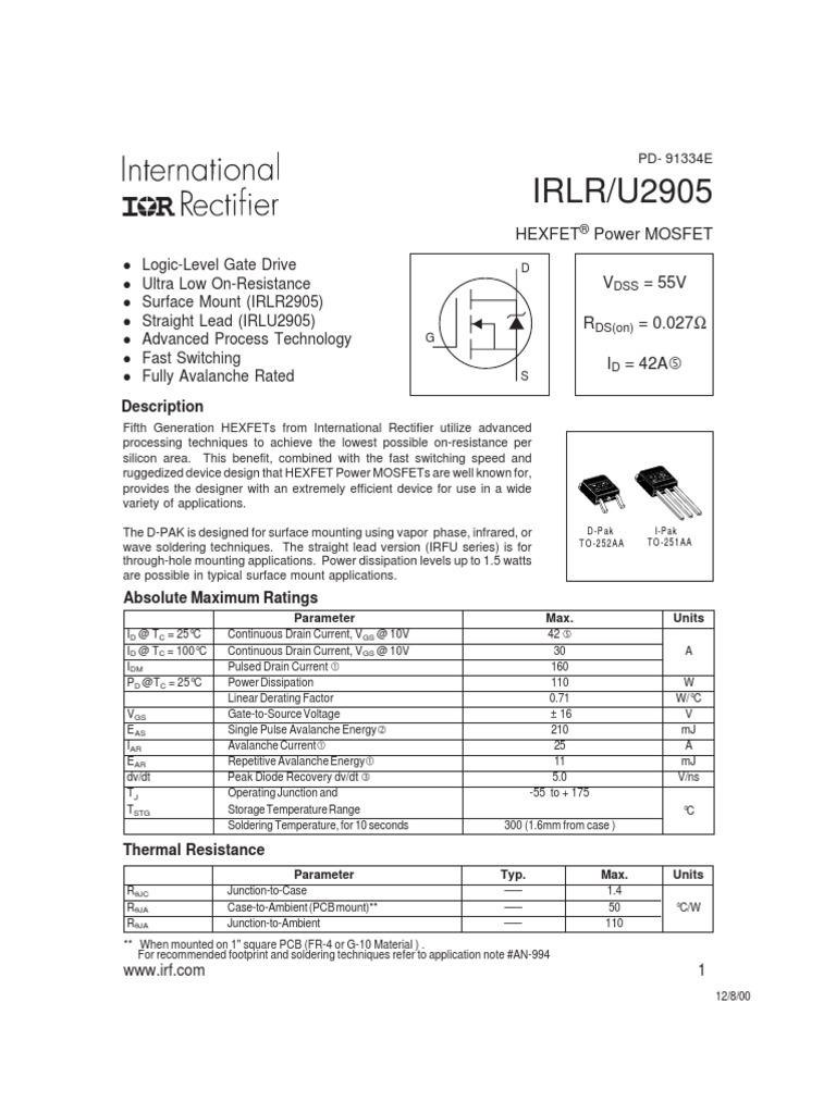 IRLR/U2905 | PDF | Diode | Inductor