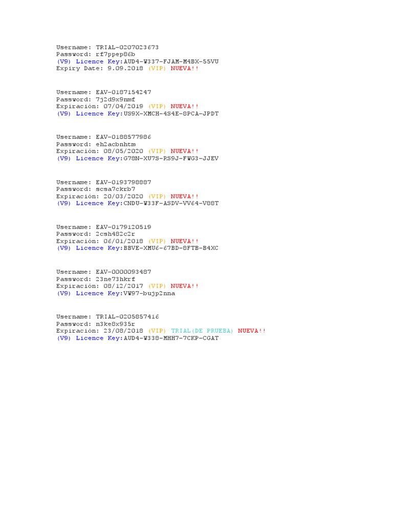 Collection of Software License Keys, Usernames and Passwords | PDF