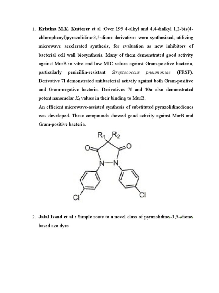 Pyrazolidine-3,5-dione Derivatives Research | PDF | Quantitative ...