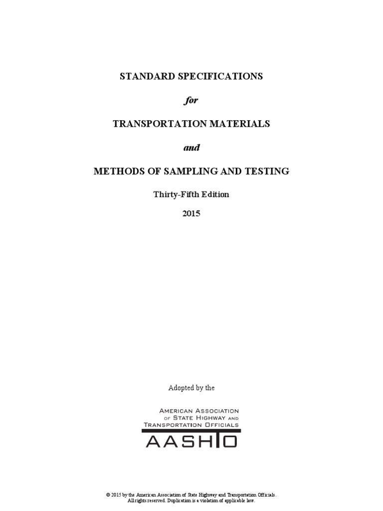 AASHTO Standard Specifications Ed.35 2015 | PDF | Road Surface | Concrete
