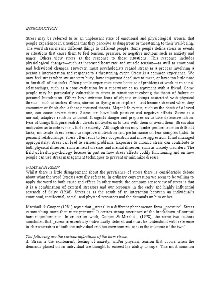 Introduction to Stress and Its Effects | PDF | Stress (Biology ...