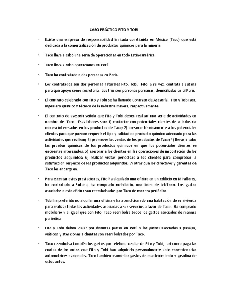 Caso Práctico Fito y Tobi | PDF | Perú | Minería