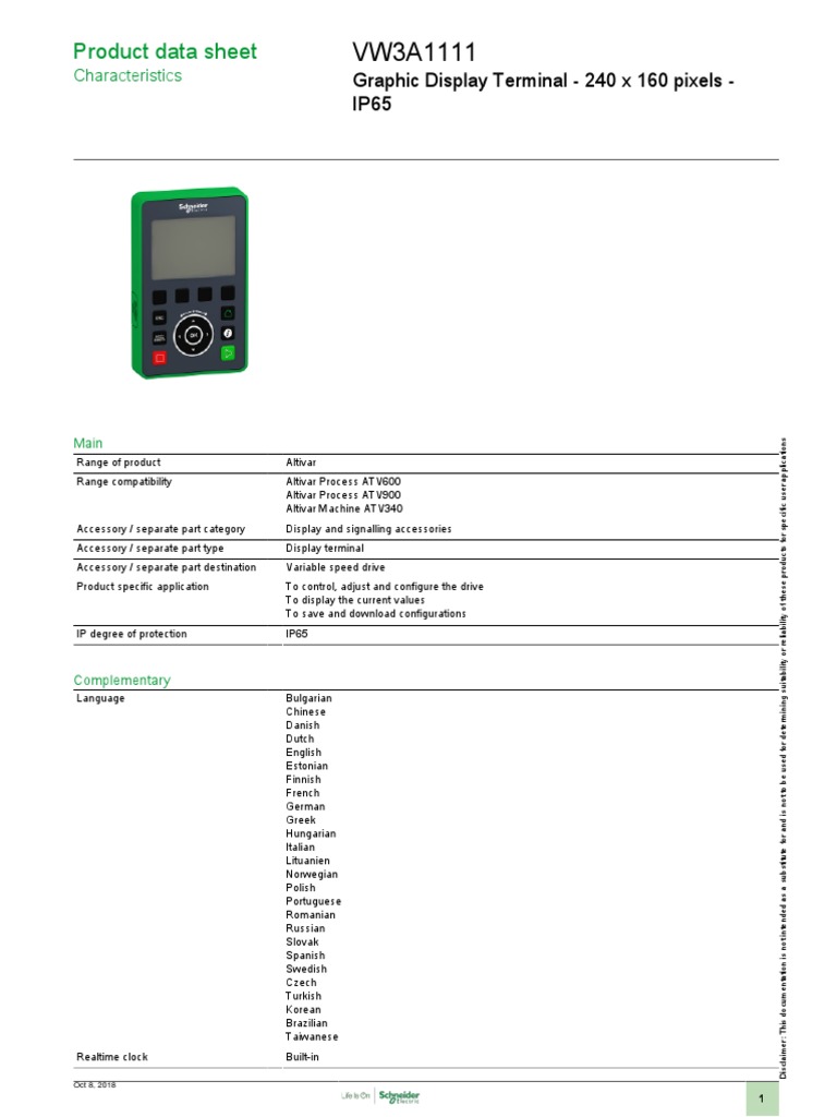 VW3A1111 Graphic Display Terminal Guide | PDF | Computing