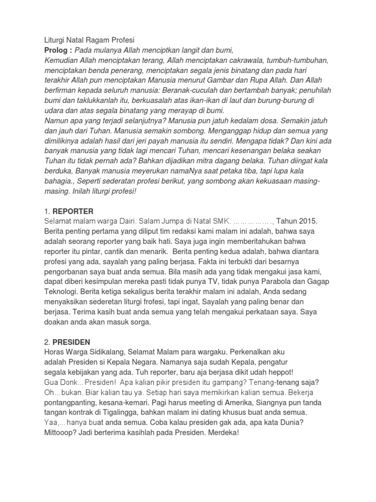 Liturgi Natal Ragam Profesi | PDF