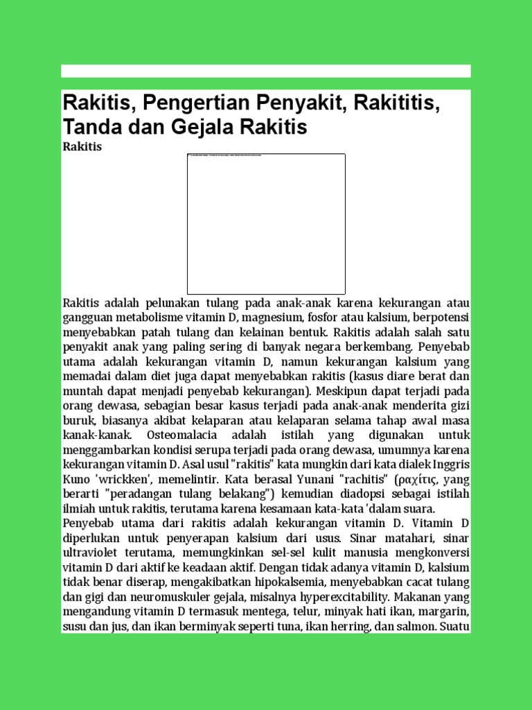 Rakitis, Pengertian Penyakit, Rakititis, Tanda Dan Gejala Rakitis ...