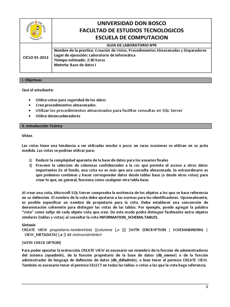 Guia 9 PDF | PDF | Servidor SQL de Microsoft | SQL