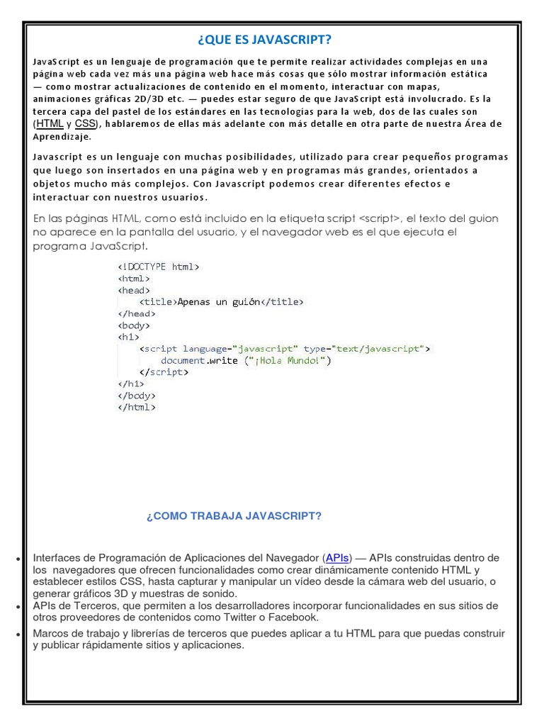 Que Es Javascript | PDF | Script Java | Red mundial Que Es Javascript | PDF | Script Java | Red mundial