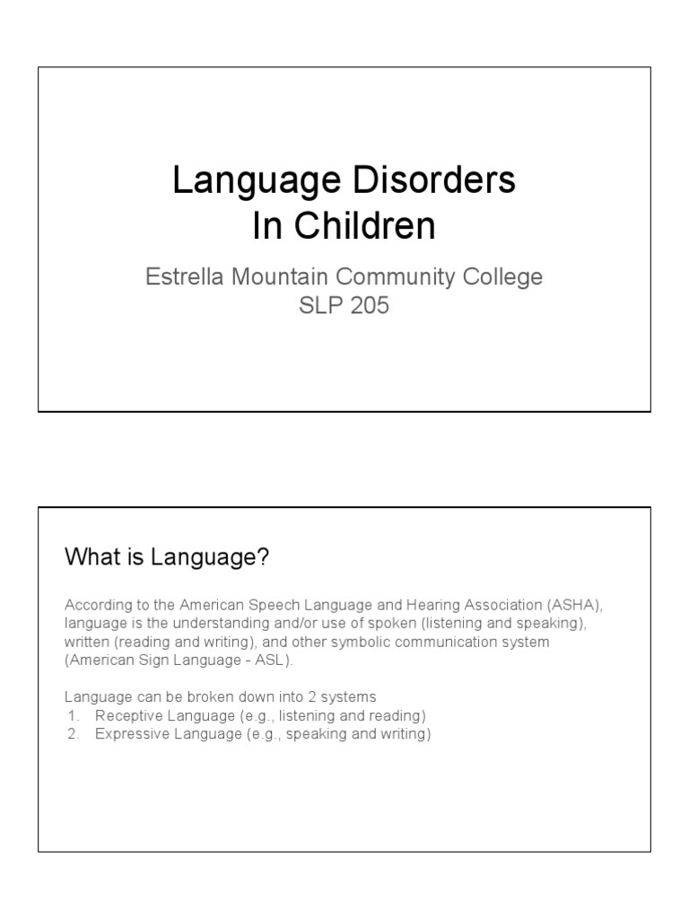 Language Disorders in Children | PDF | Word | Morphology (Linguistics)