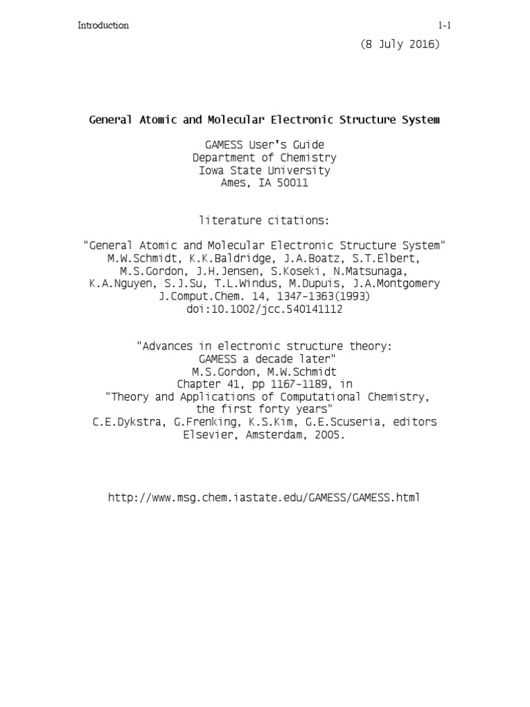 General Atomic and Molecular Electronic Structure System | PDF | Density Functional Theory ...