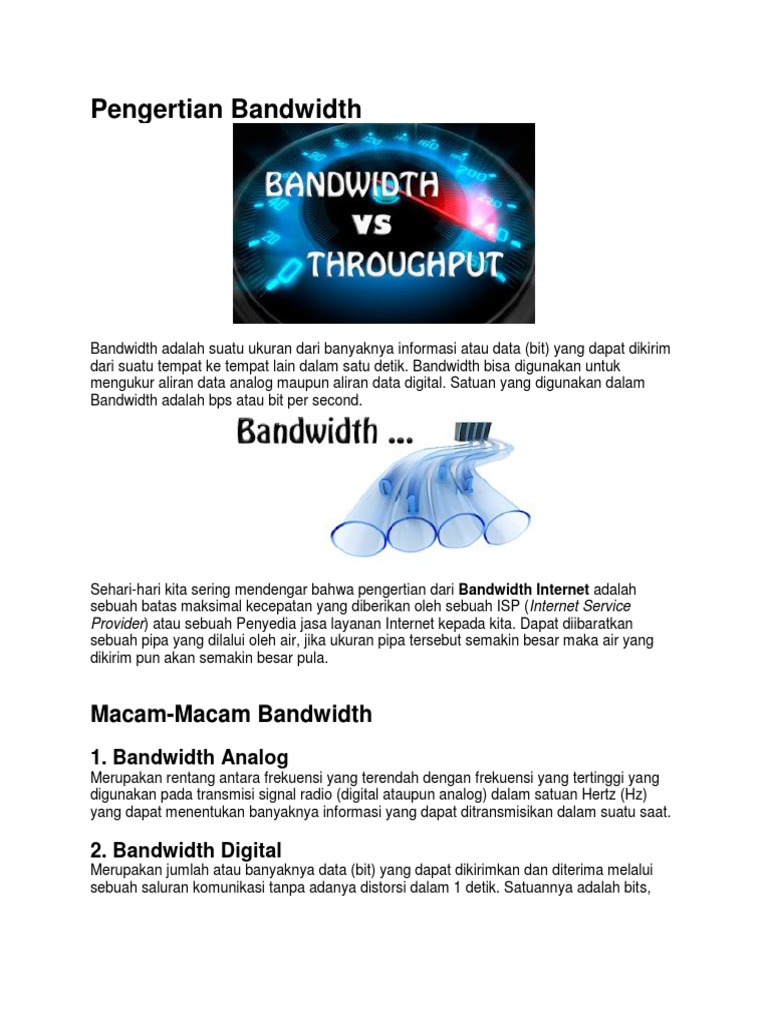 Pengertian dan Jenis Bandwidth | PDF