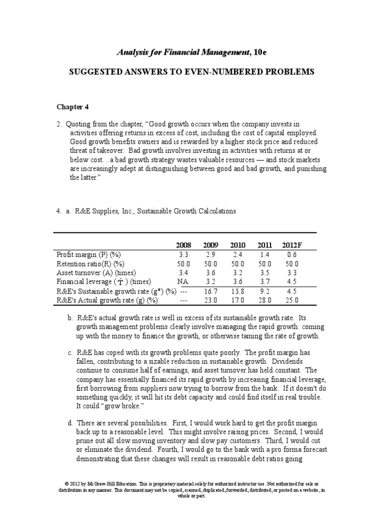 Suggested Answers To Even-Numbered Problems: Analysis For Financial ...