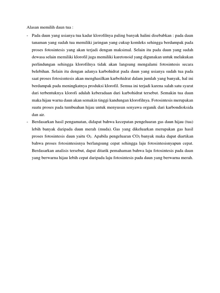 Alasan Memilih Daun Tua | PDF | Sains & Matematika