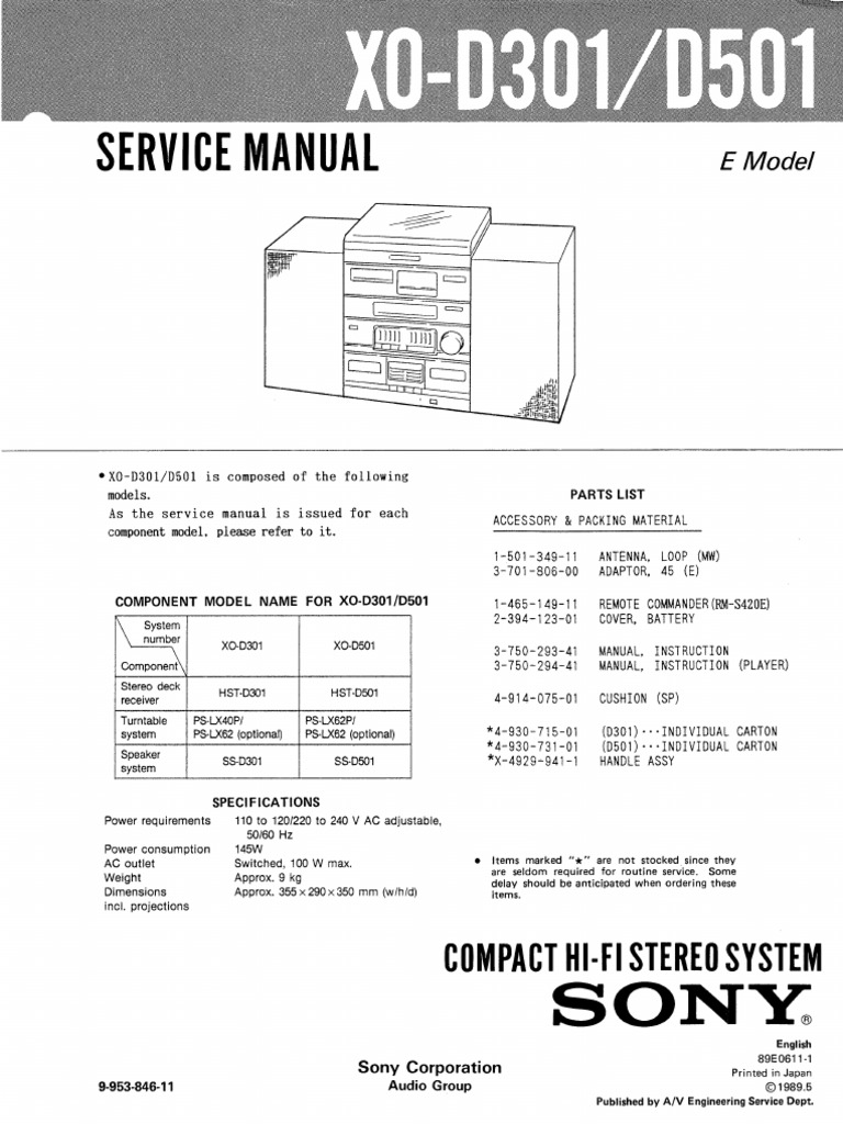 Sony Xo-D301 d501 Info | PDF