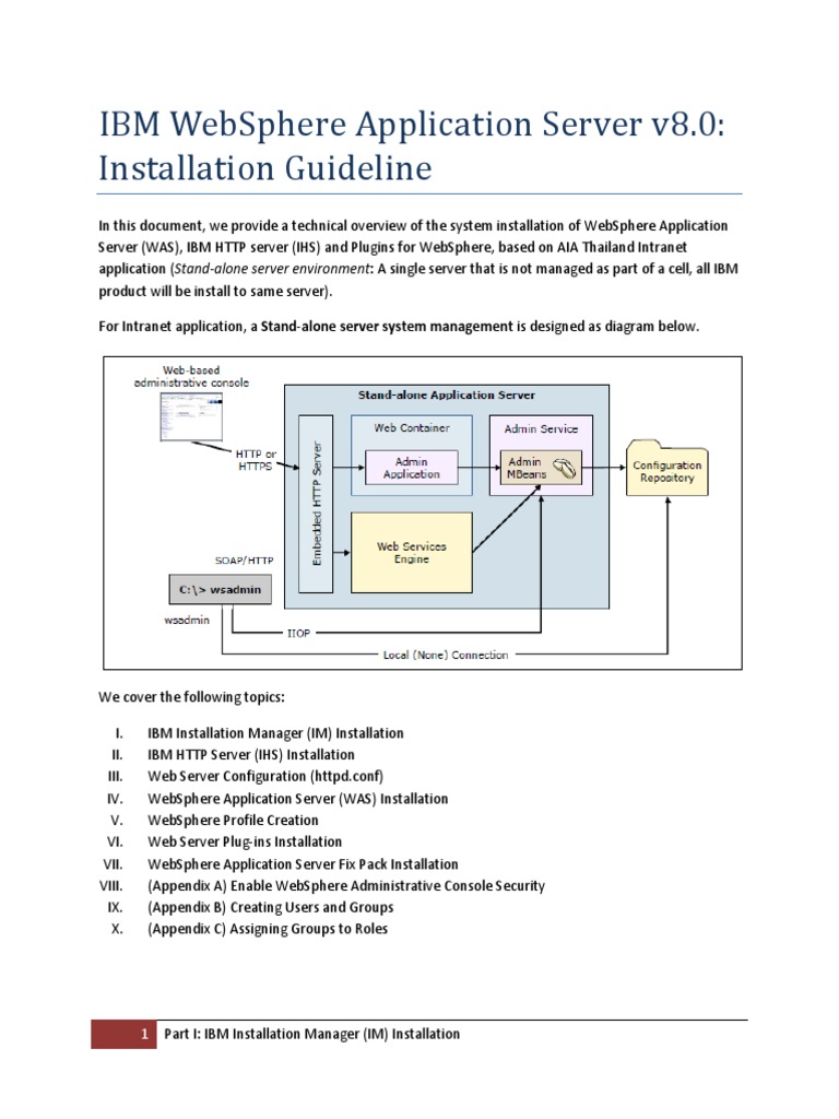 IBM WAS V8-Installation Guideline | PDF | Web Server | Internet & Web