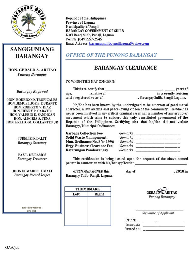 Sangguniang New Barangay Clearance | Constitutional Law | Public Sphere