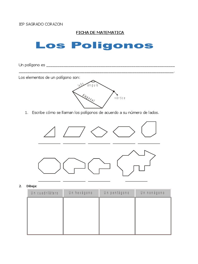 Ficha de Los Poligonos | PDF | Geometría del plano euclidiano | Politopos