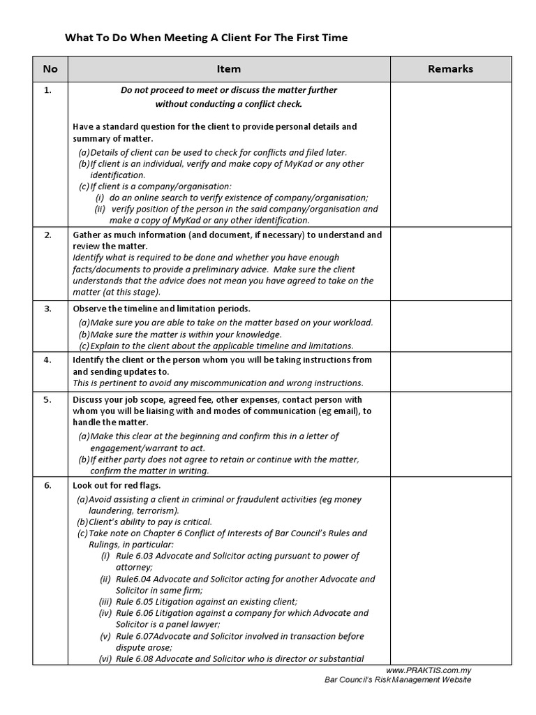 What To Do When Meeting A Client For The First Time | PDF | Advocate ...