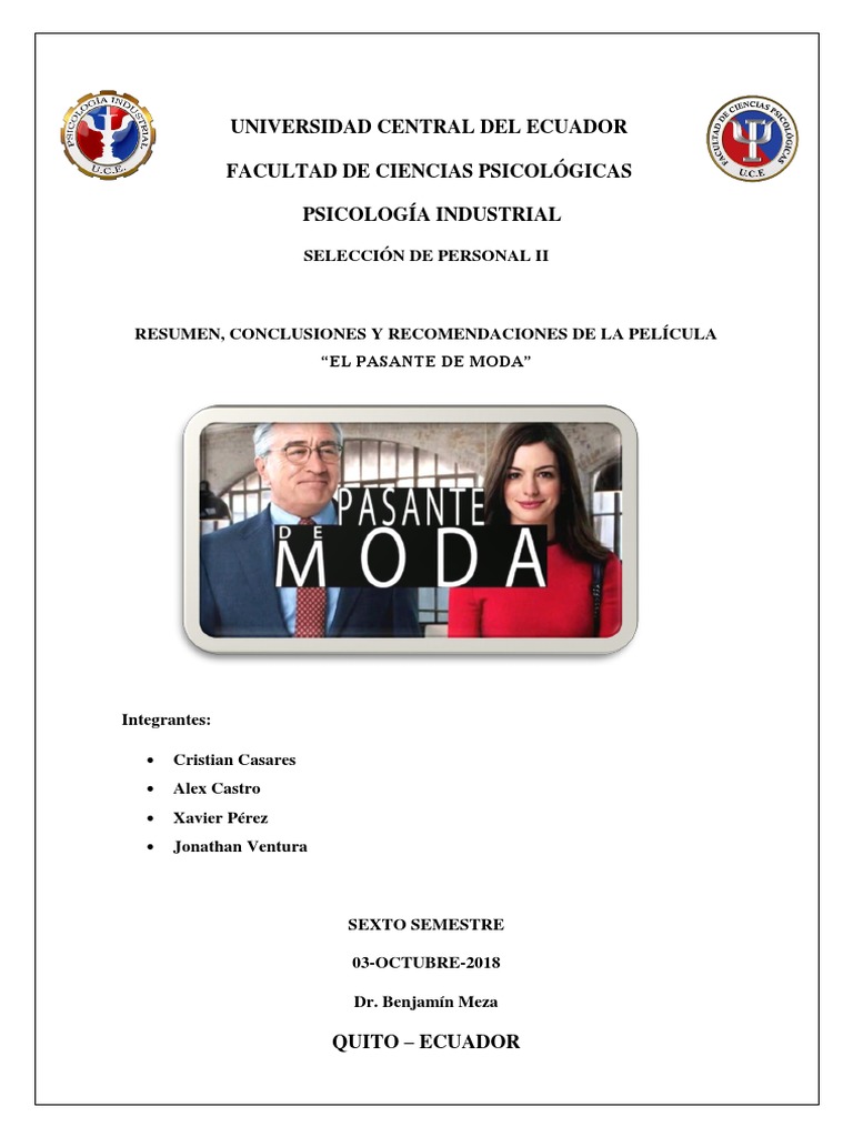 Resumen y Análisis de La Película Pasante de Moda | PDF | Gestión de recursos humanos | Vida