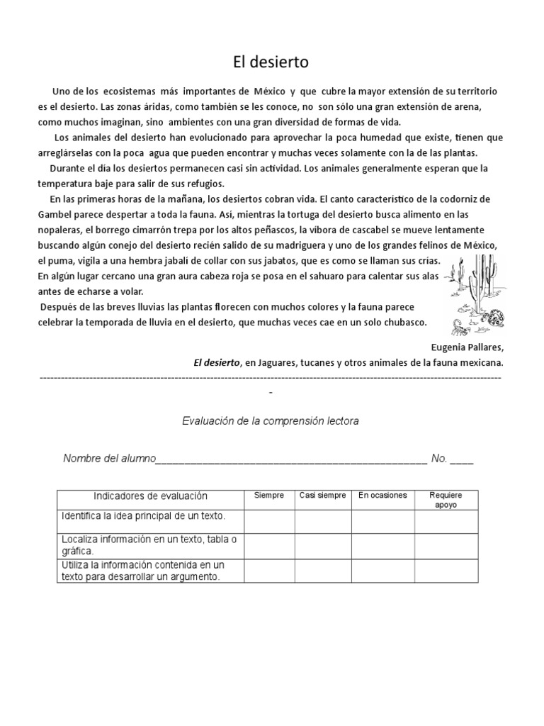 Lectura de Comprensión | PDF | Desierto | México