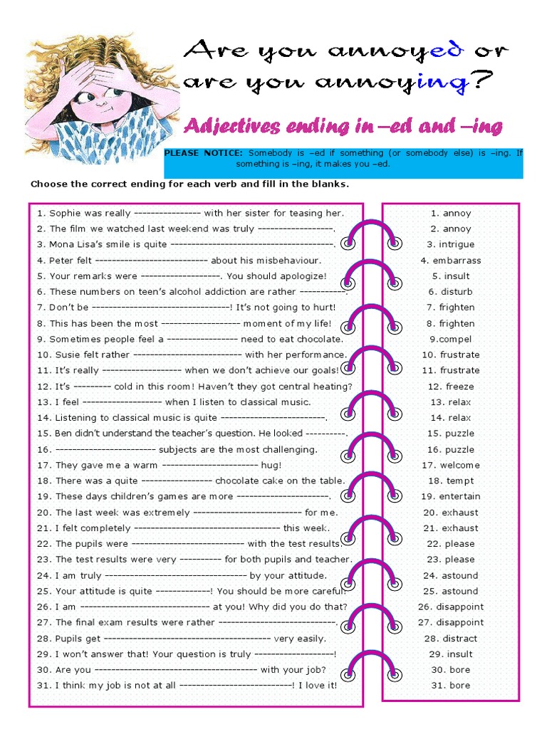 Adjectives Ending in Ed and Ing Quiz | PDF | Leisure