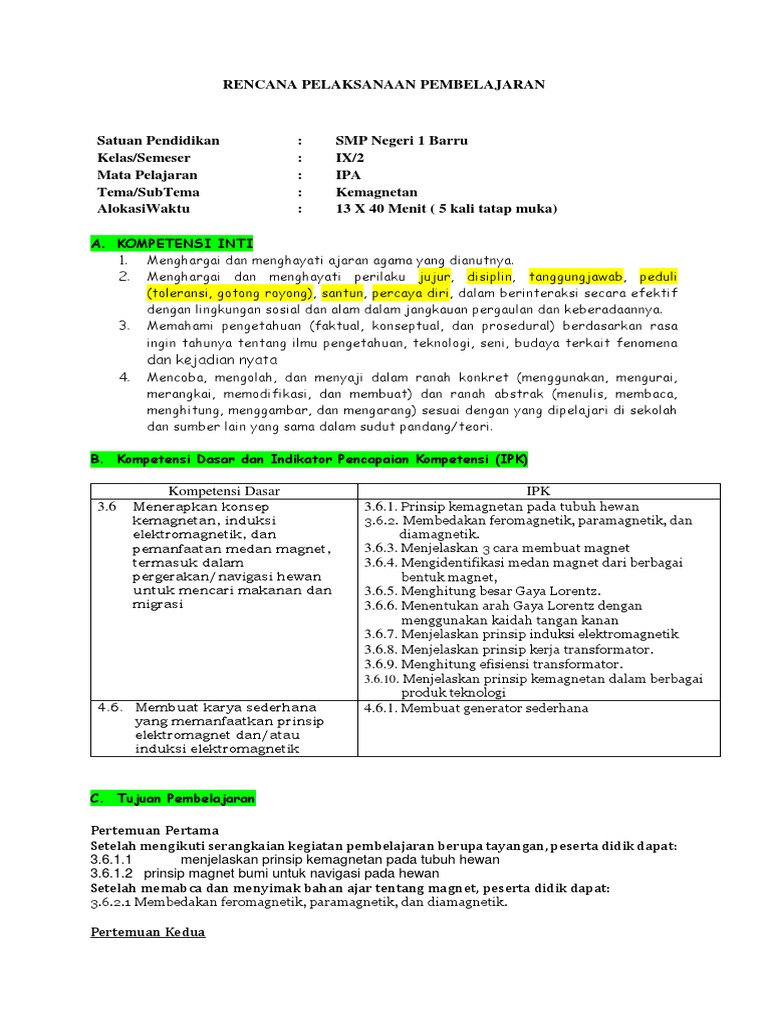 RPP1 - IX - Gnp-Kemagnetan | PDF