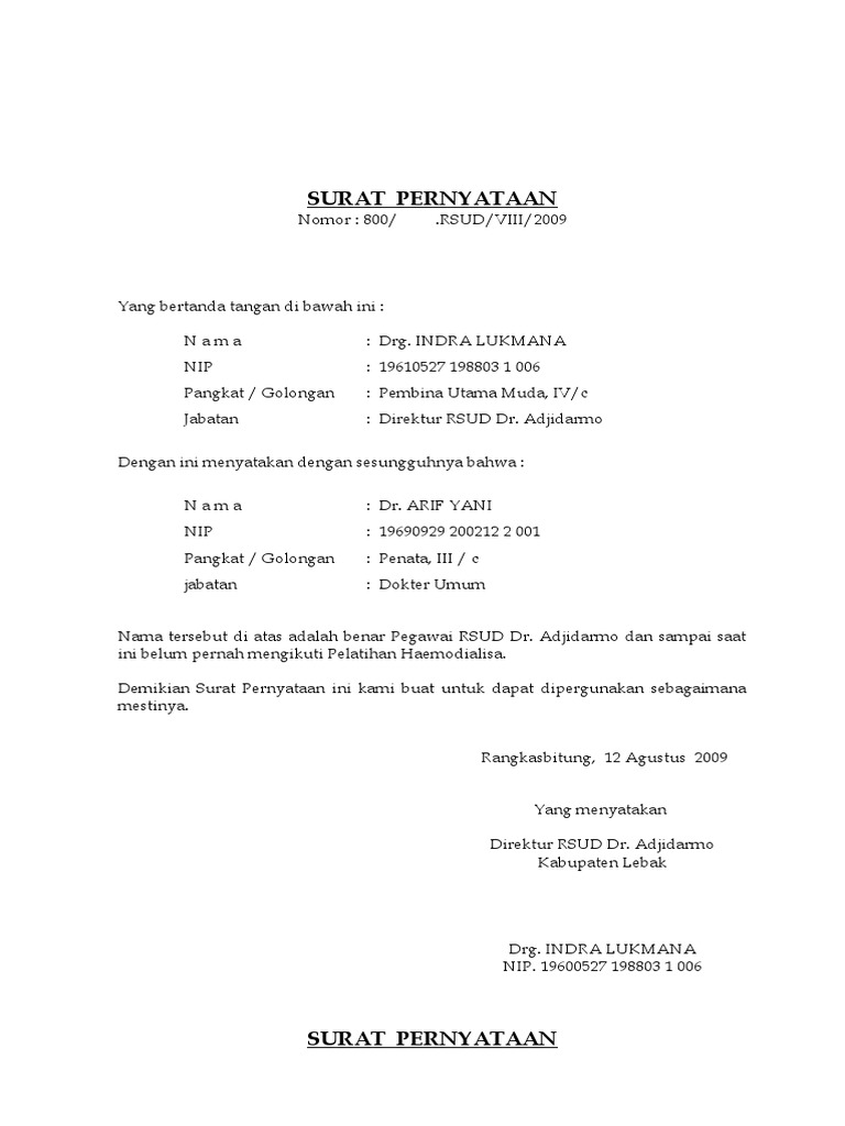 Surat Pernyataan HD | PDF