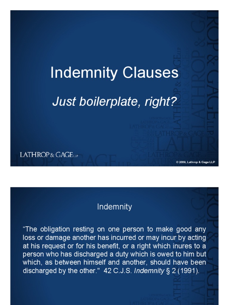 Indemnification Presentation | PDF | Indemnity | Contract Law