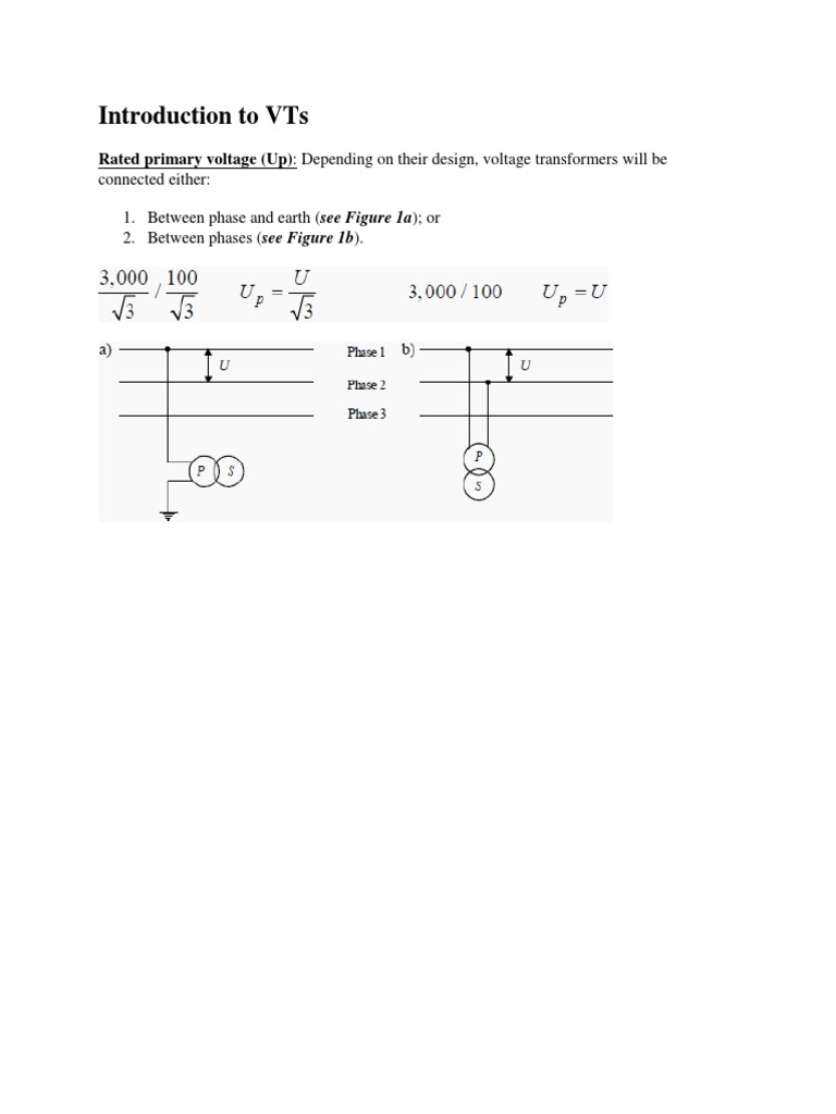 Introduction To VTS: Rated Primary Voltage (Up) : Depending On Their ...
