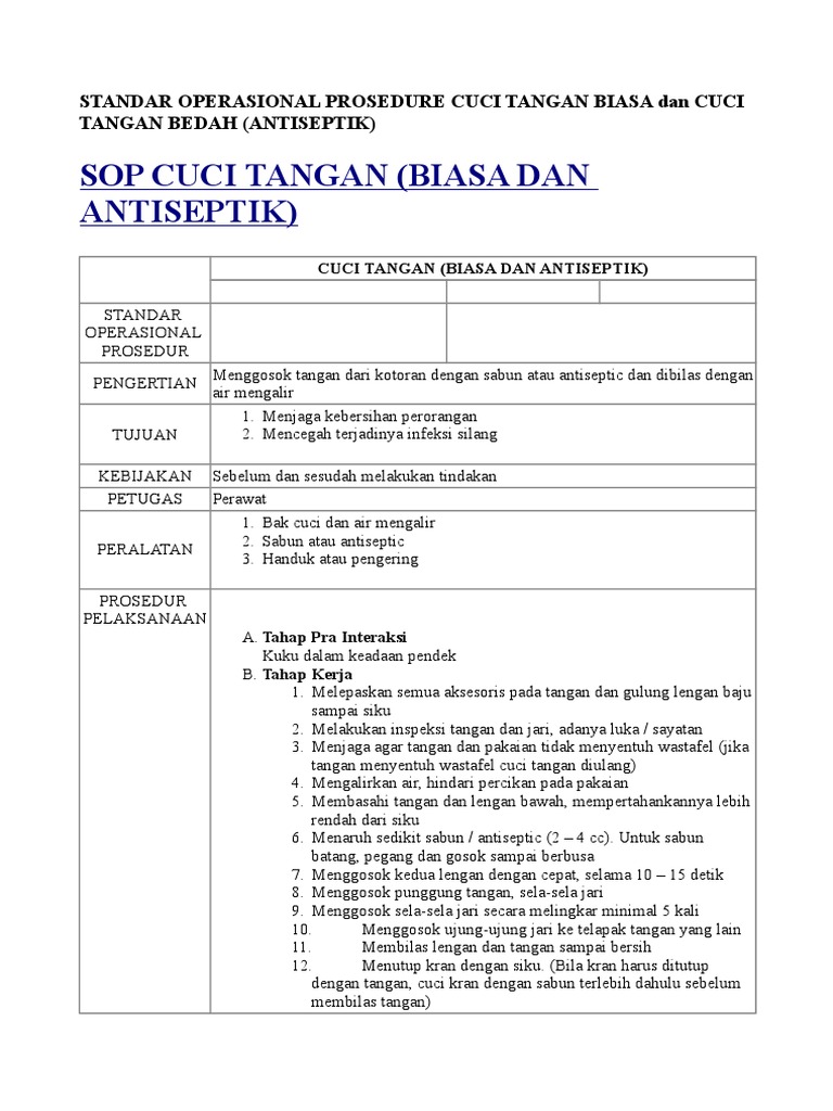 Sop Cuci Tangan | PDF