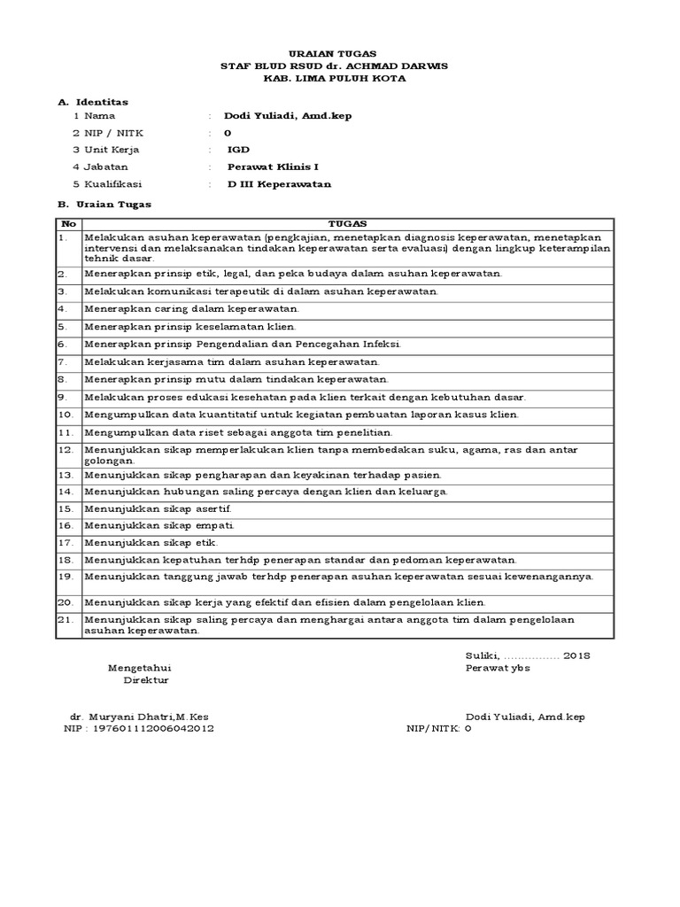 Format Uraian Tugas | PDF