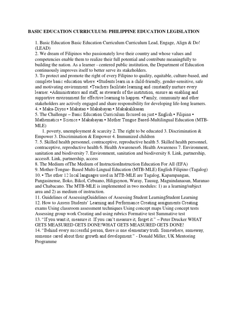 Basic Education Curriculum | PDF | Tagalog Language | Curriculum