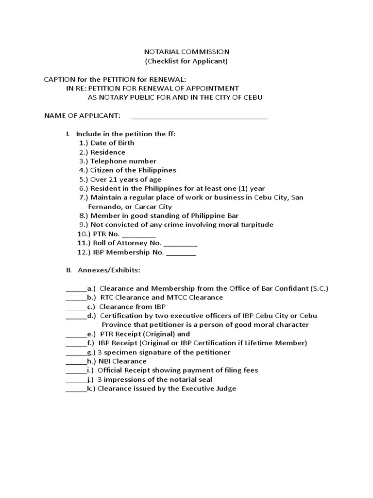 Notarial Commission Renewal Checklist | PDF