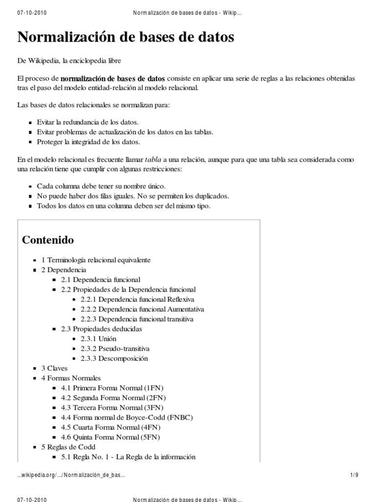 Normalización de Bases de Datos - Wikipedia, La Enciclopedia Libre ...